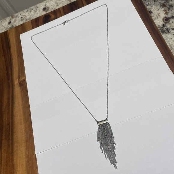 LOFT | Jewelry | Signed Loft Silver Tone Necklace Fringe Chain | Poshmark